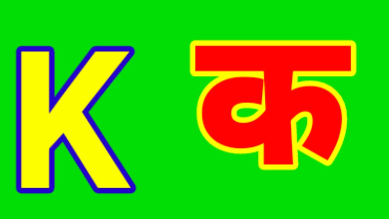 k se क, kh से ख, g से ग,स्वरमाला क से कबूतर, ख से खरगोश, a for apple, b ...