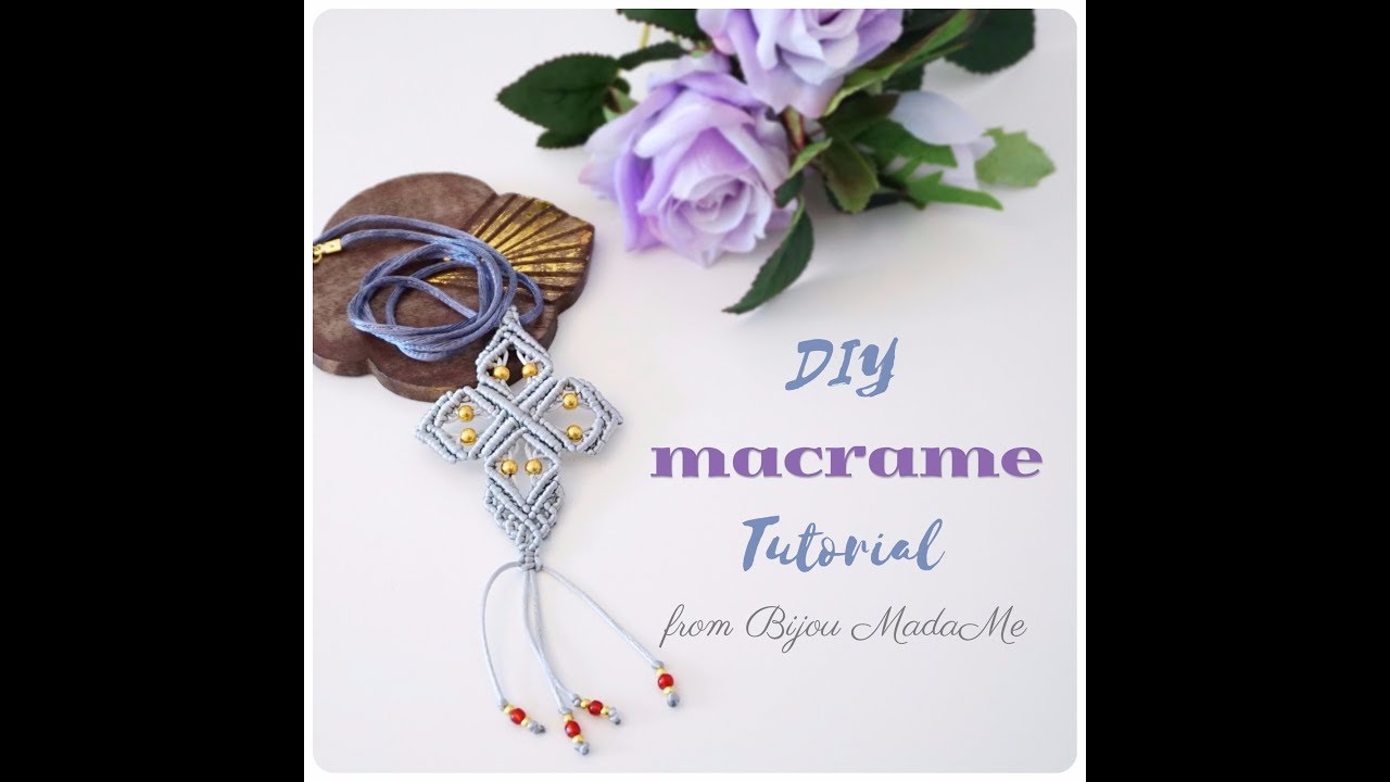 DIY macrame jewelry tutorial | How to make macrame cross pendant ...