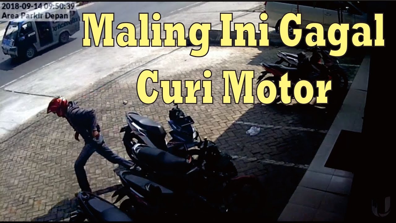 Aksi maling motor gagal saat motor digembok ~ terekam cctv - YouTube