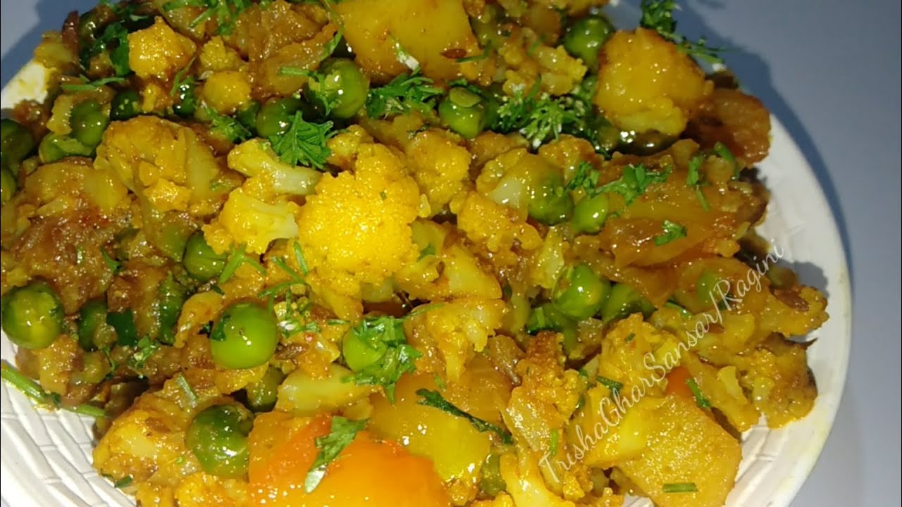 Aloo Gobhi ki Sabzi Recipe - Aloo Gobhi Matar ki Sukhi sabzi - Simple ...