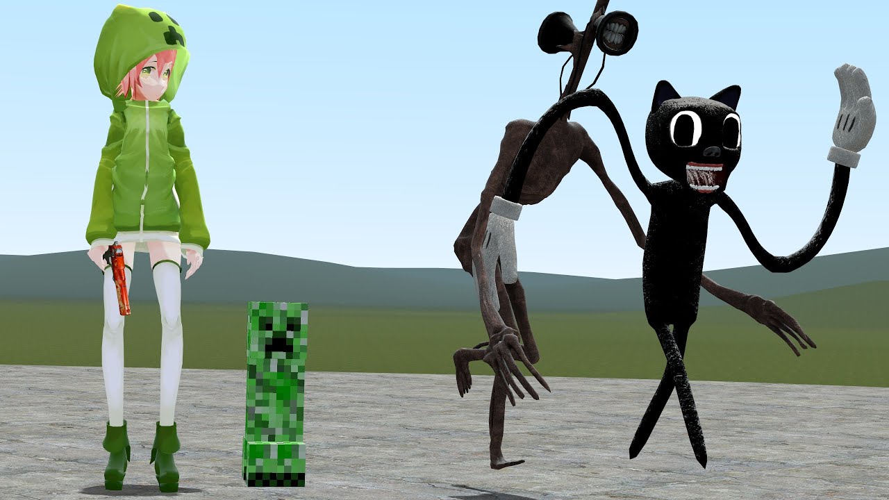 CREEPER GIRL!?!? Garry's Mod [Minecraft Trevor Henderson] - YouTube