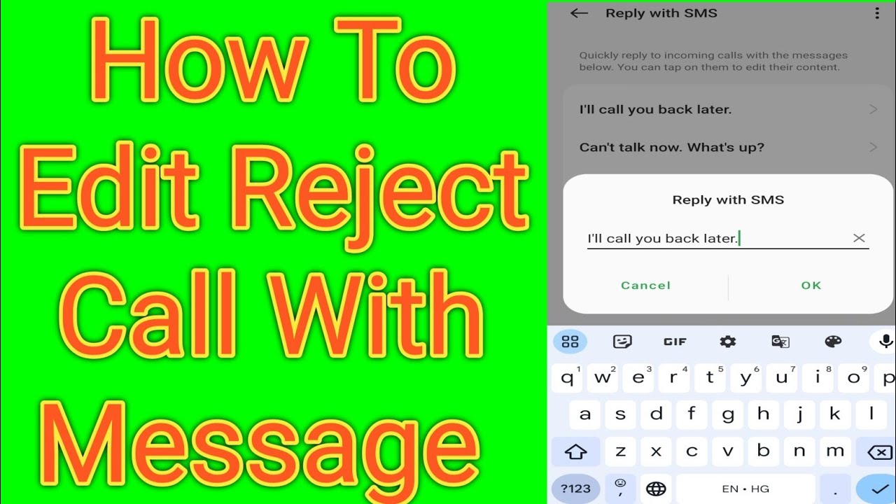 How to Edit Reject call with Message | How to call reject with SMS ...