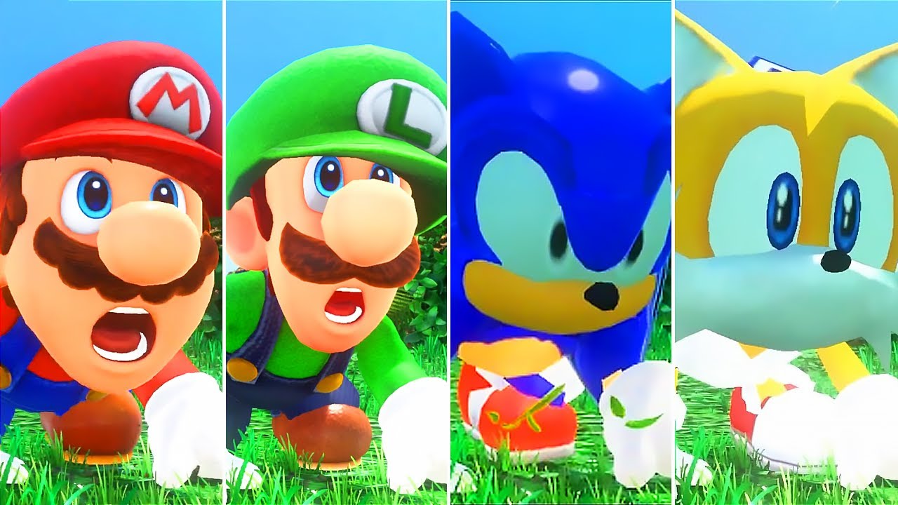 Super Mario Odyssey - Mario vs Luigi vs Sonic vs Tails (Splitscreen ...
