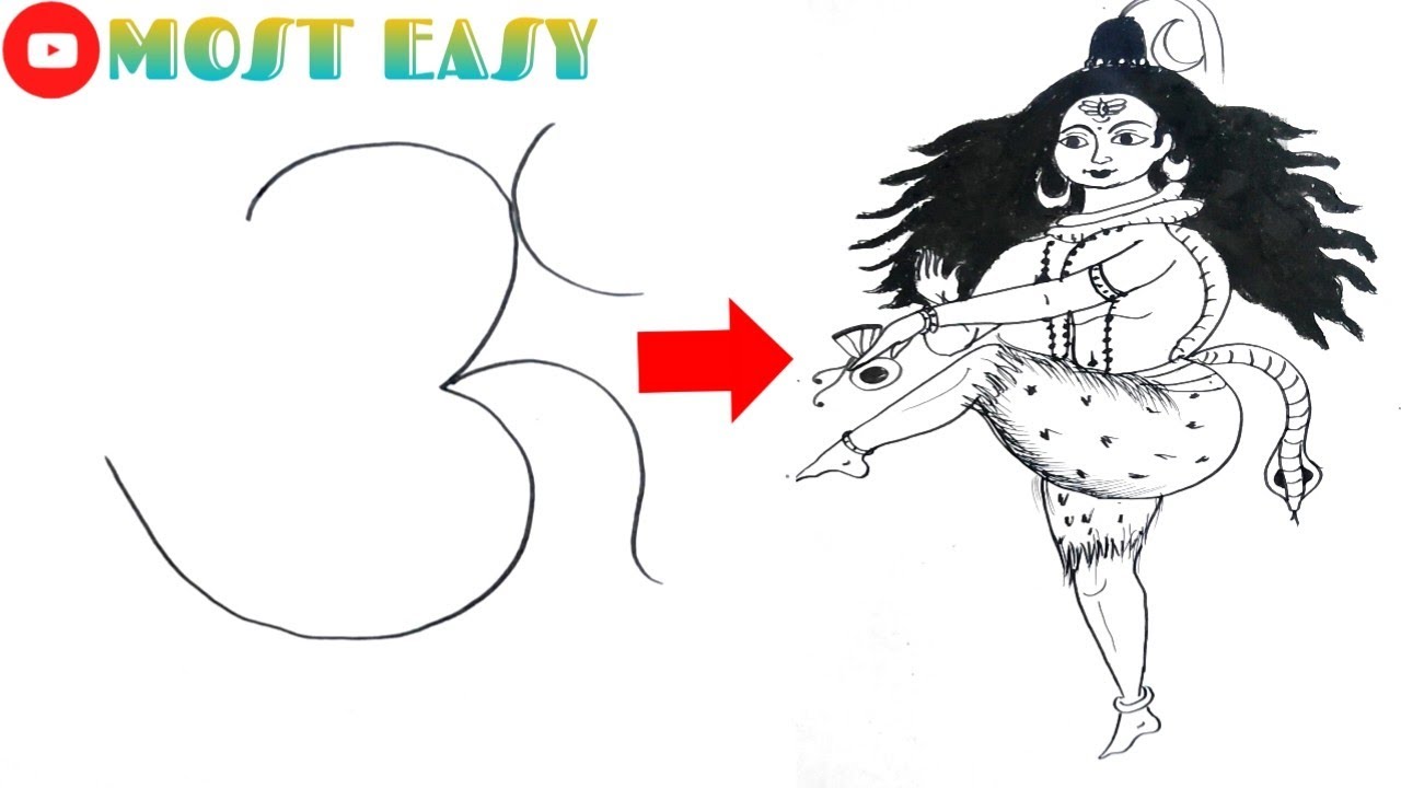 How to draw mahadev from Om / Easy Drawing of Mahadev step by step ...