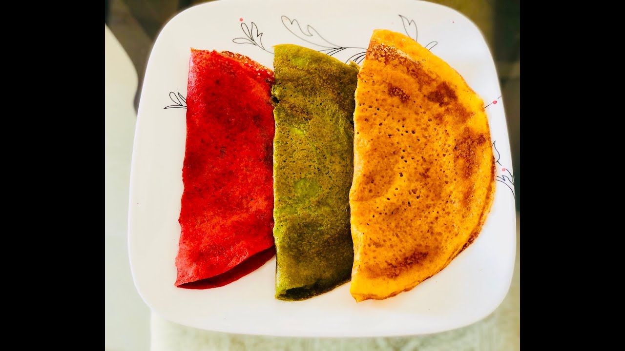 Tri Colour Dosa Recipes##Healthy Dosa for Breakfast ## Colourful Dosa ...