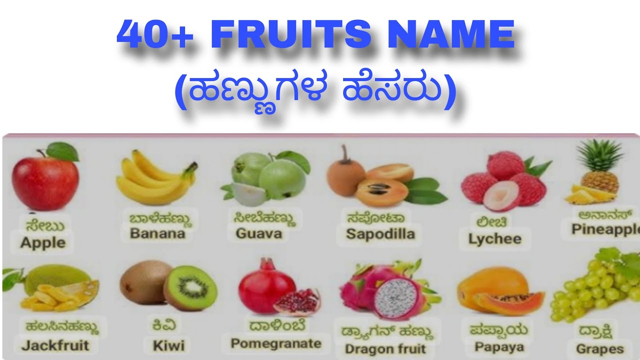 40+ FRUITS NAME (ಹಣ್ಣುಗಳ ಹೆಸರು ) - YouTube