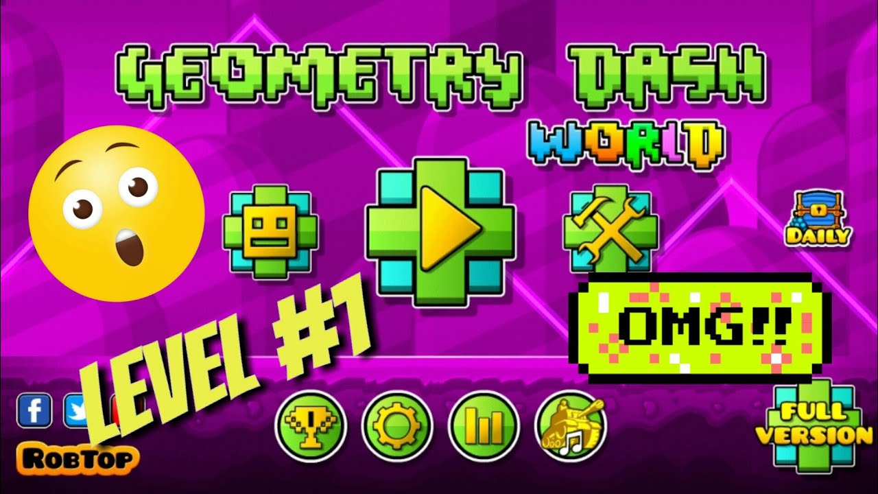 Geometry Dash World!!!! Level 1 go through amazing game - YouTube