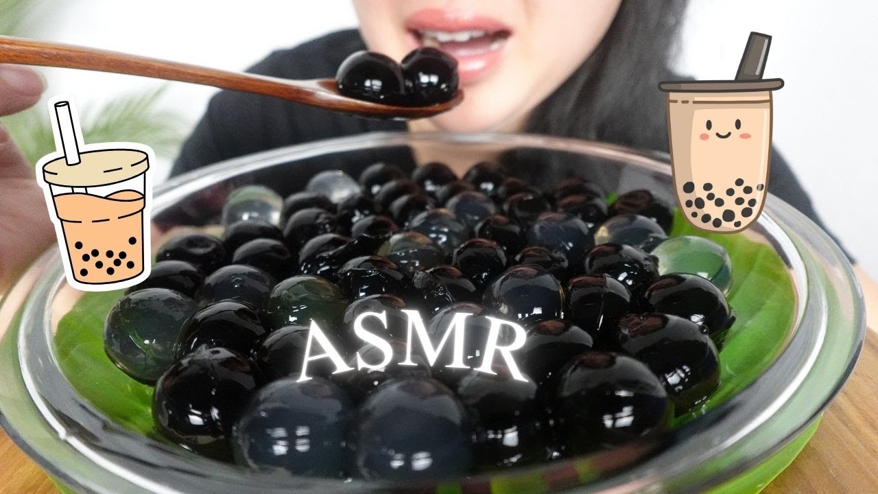 ASMR GIANT BOBA WITH MILK TEA *slurping eating sound (No talking) - YouTube