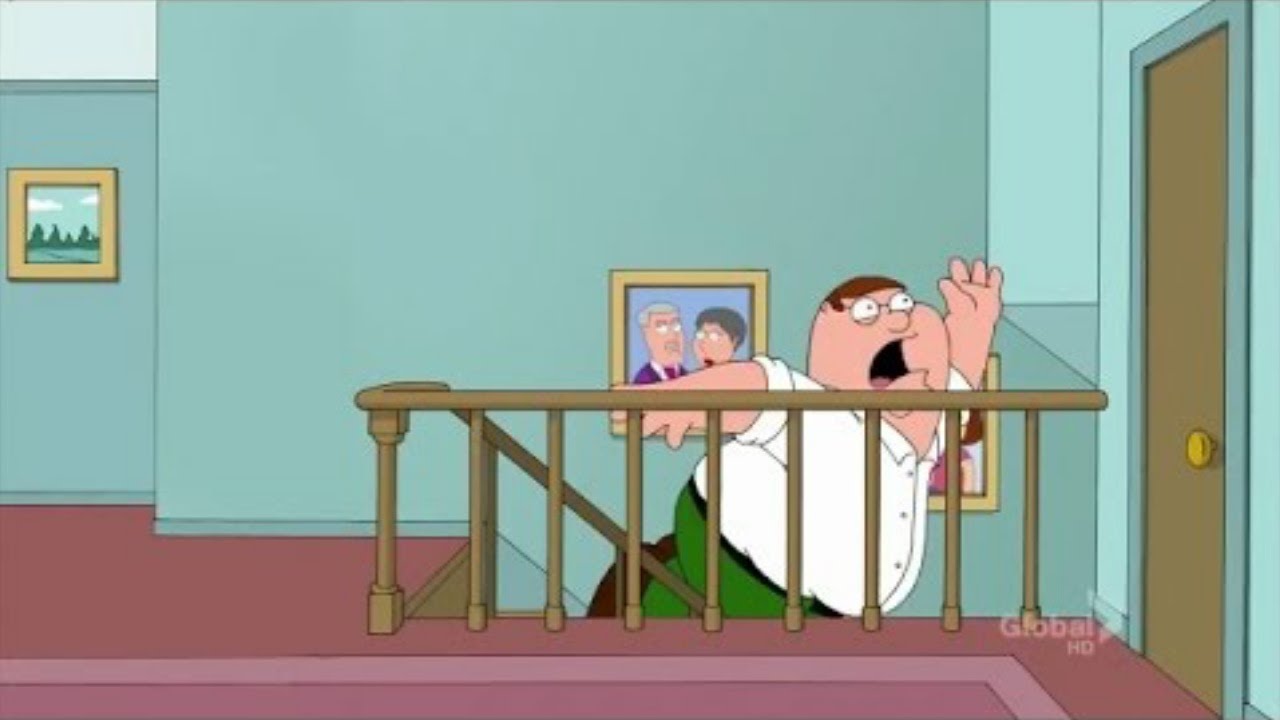Family Guy Peter Falling down the Stairs Clip (reaction) - YouTube