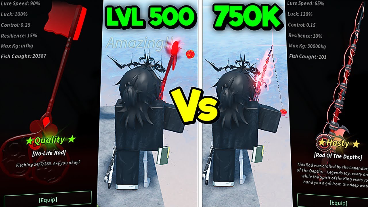 (QUAL A MELHOR?) NO LIFE ROD VS ROD OF THE DEPTHS NO FISCH - YouTube