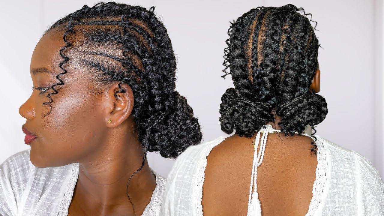 COMMENT FAIRE DES NATTES COLLÉES AVEC MECHES ET BOUCLES SOI-MÊME - YouTube