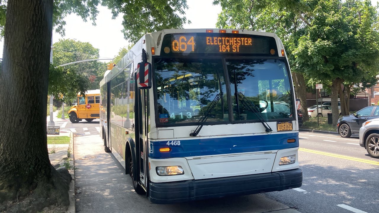ᴴᴰ MTA Bus: 2009 Orion VII NG Hybrid #4468 on the Q64 Bus @ Jewel Av ...