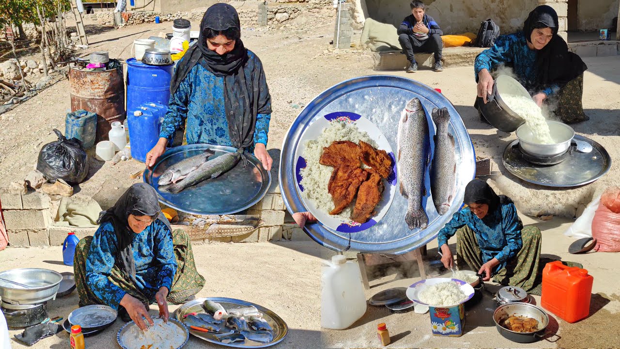 IRAN Village Cooking: Salmon fried with Flour and Turmeric and Cooked ...