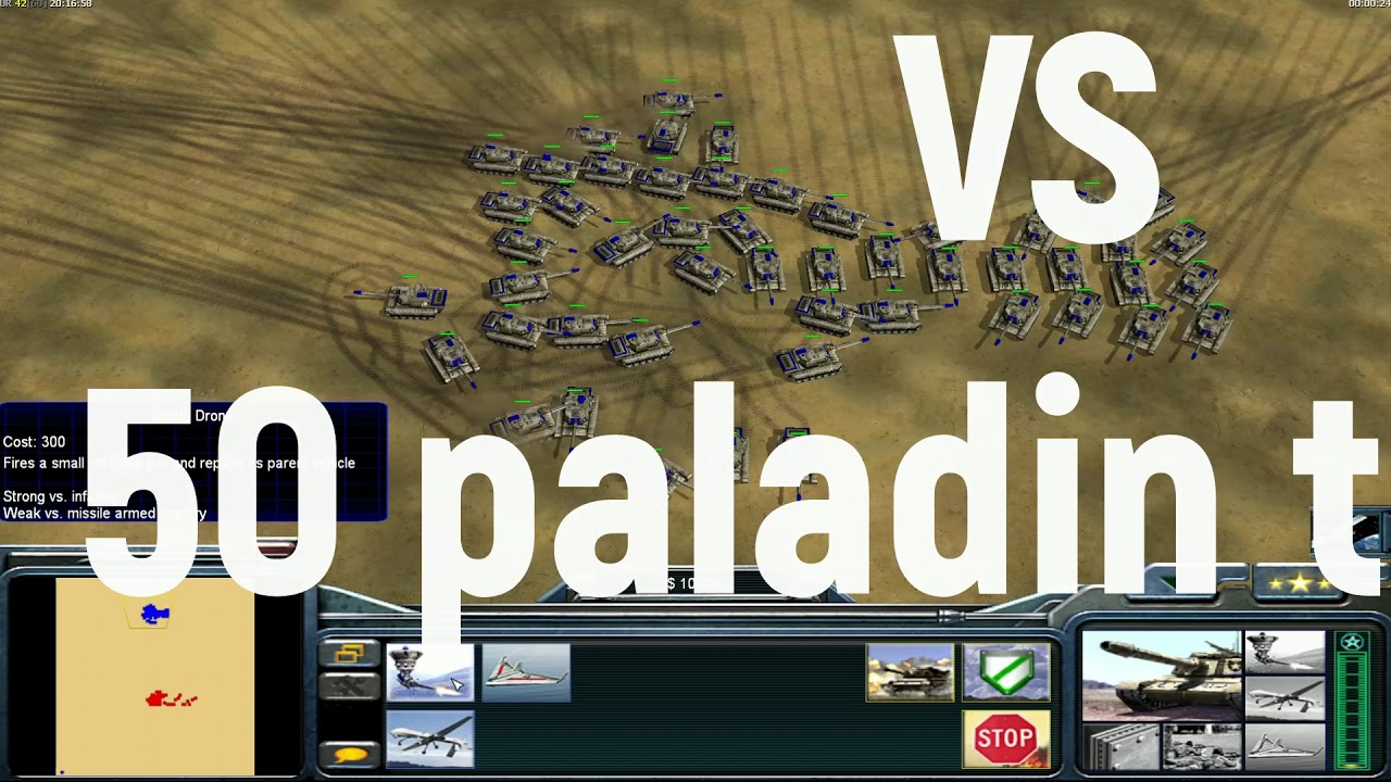 command and conquer generals zero hour 50 crusader tanks vs 50 paladin ...