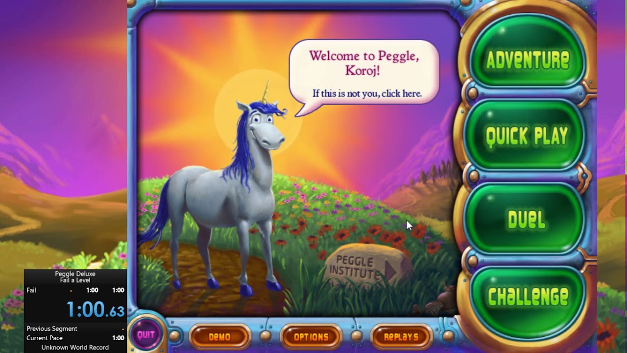Peggle Deluxe "Fail a Level" Speedrun: 1:00 - YouTube