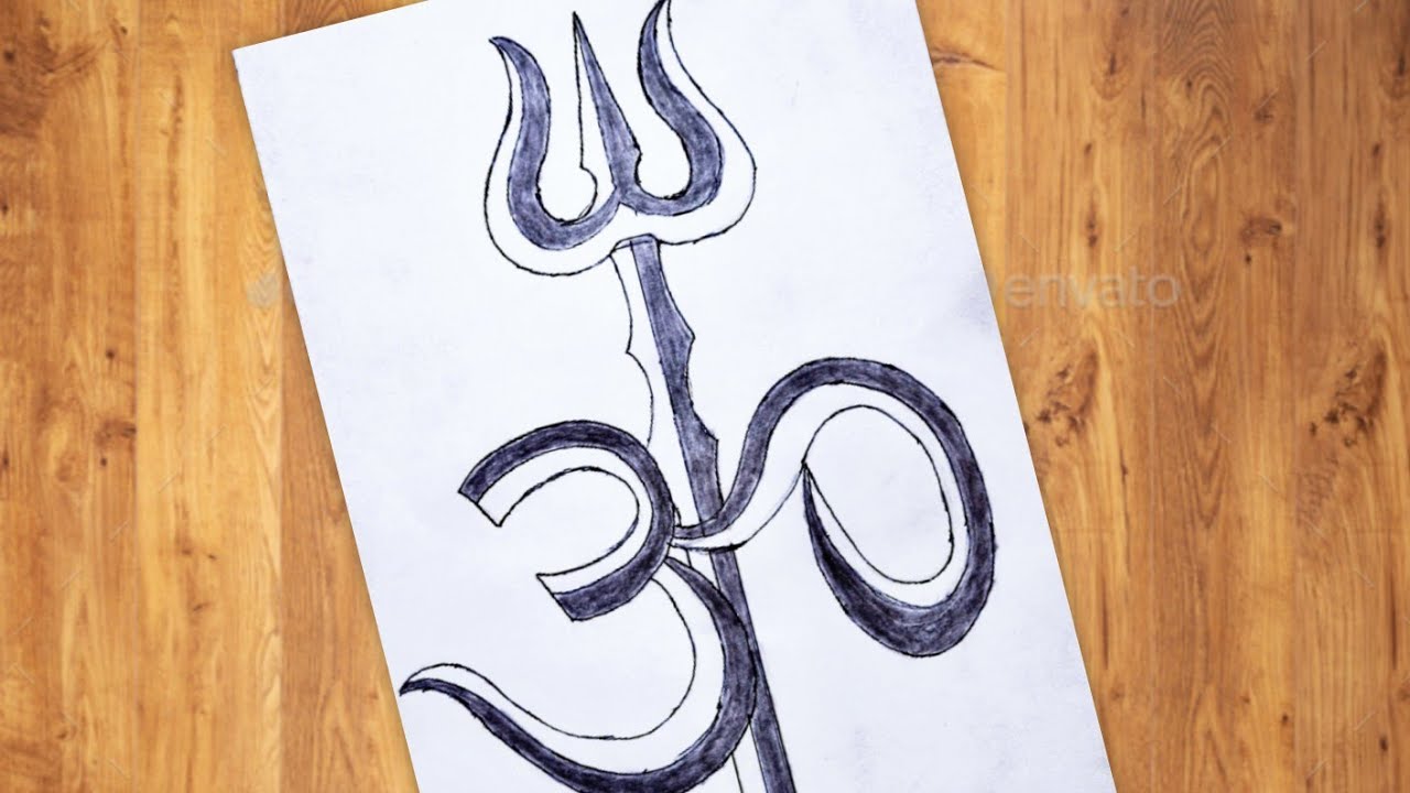 How To Draw Trishul | trishul drawing step by step | pencil sketch # ...