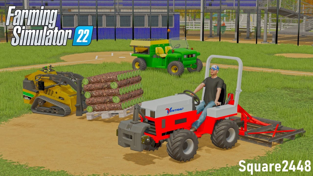 Prepping A Baseball Field! (2 Person Crew) | FS22 Landscaping - YouTube