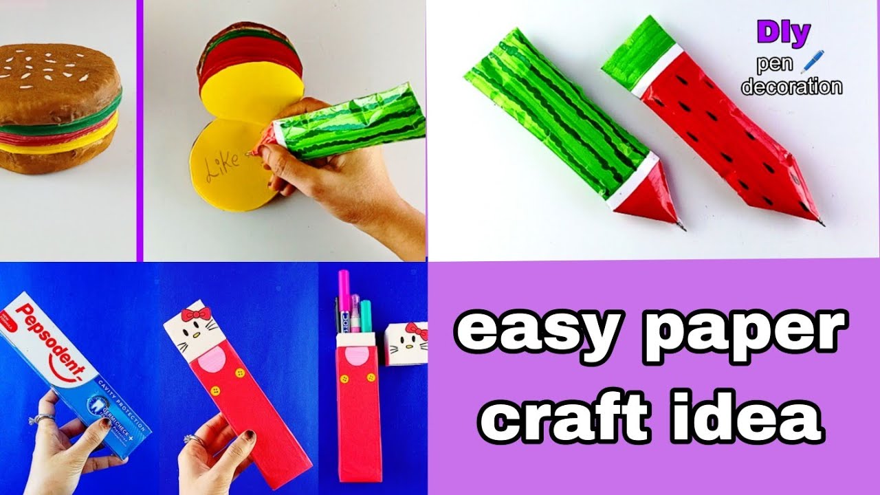 How to make cute school supplies / easy paper craft for students ...