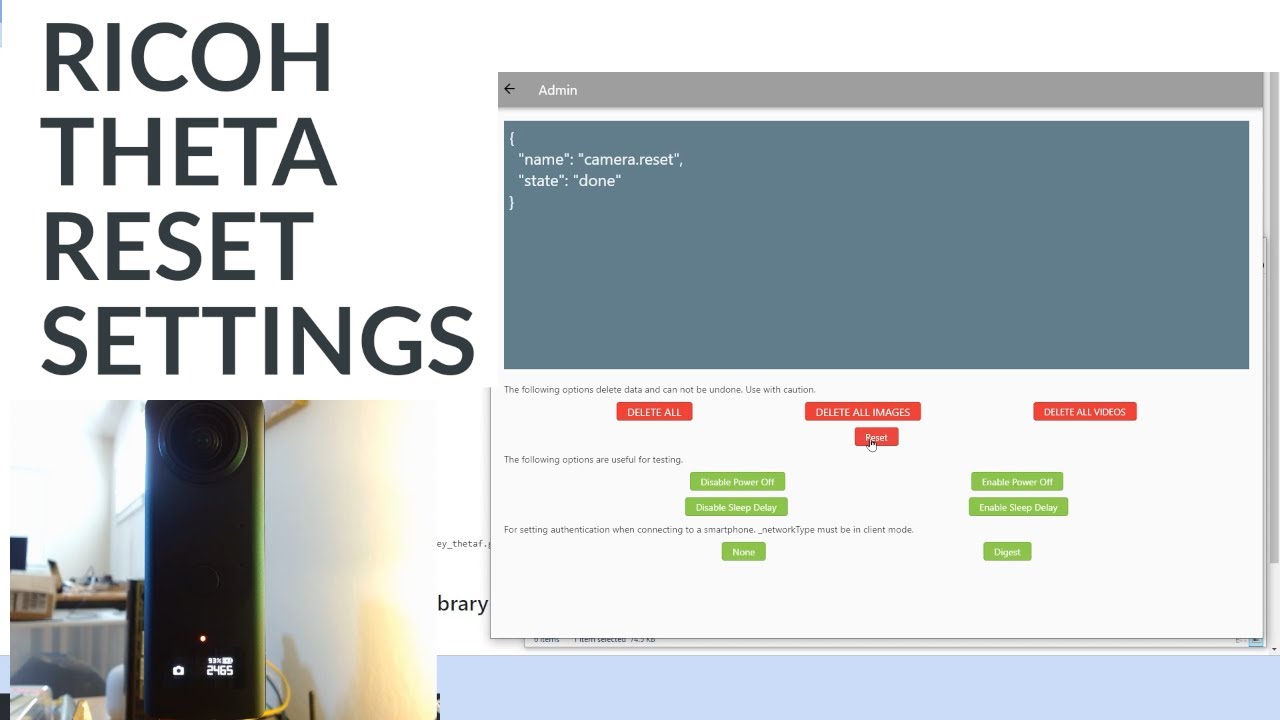 Reset RICOH THETA Settings With Windows App - YouTube