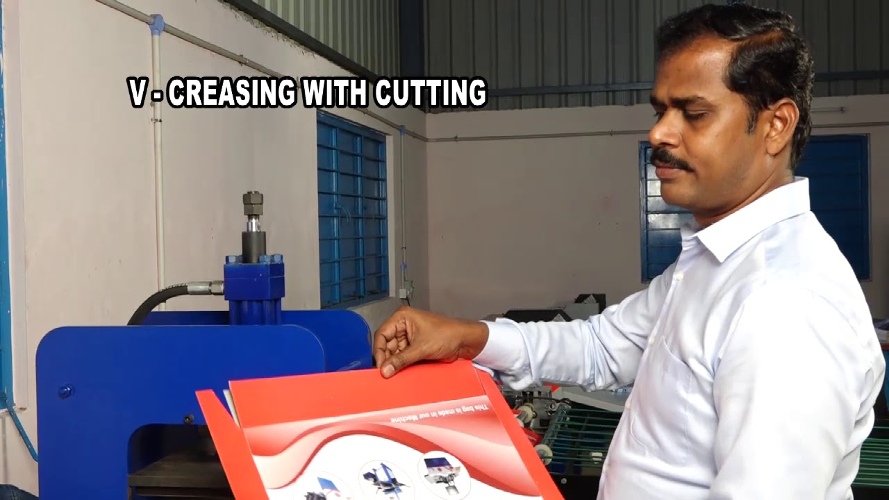 automatic paper bag Creasing Machine. - YouTube