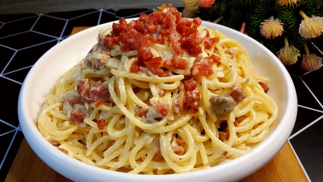 Spam Pasta Carbonara/Meryenda Recipe - YouTube