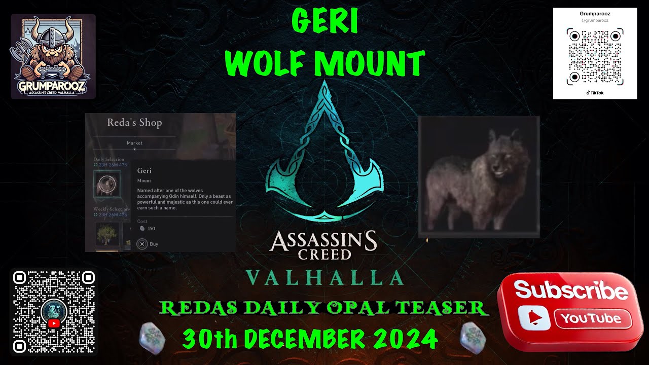 REDAS DAILY OPAL TEASER GERI WOLF MOUNT 30/12/2024 Assassin's Creed Valhalla - YouTube