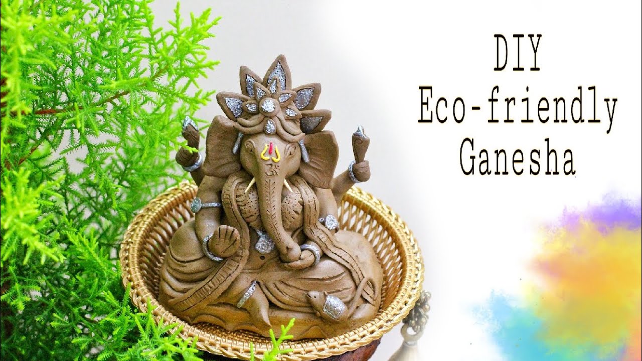 Ganesha idol making process at home | Making Eco friendly Ganesha | how ...