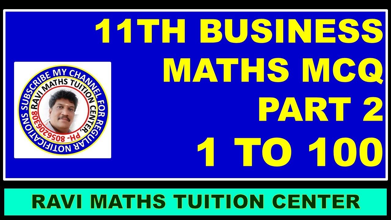11TH BUSINESS MATHS MCQ PART 1 - YouTube