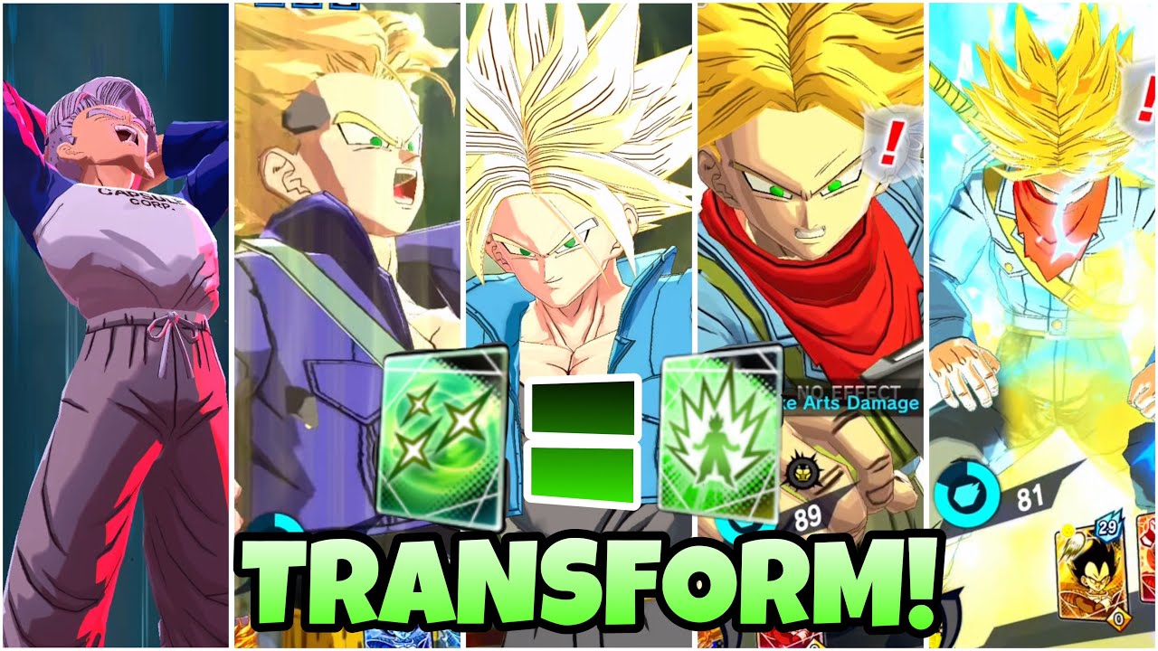 🔥TRUNKS STEP-BY-STEP FULL GREEN CARD TRANSFORMATION IN DRAGON BALL ...