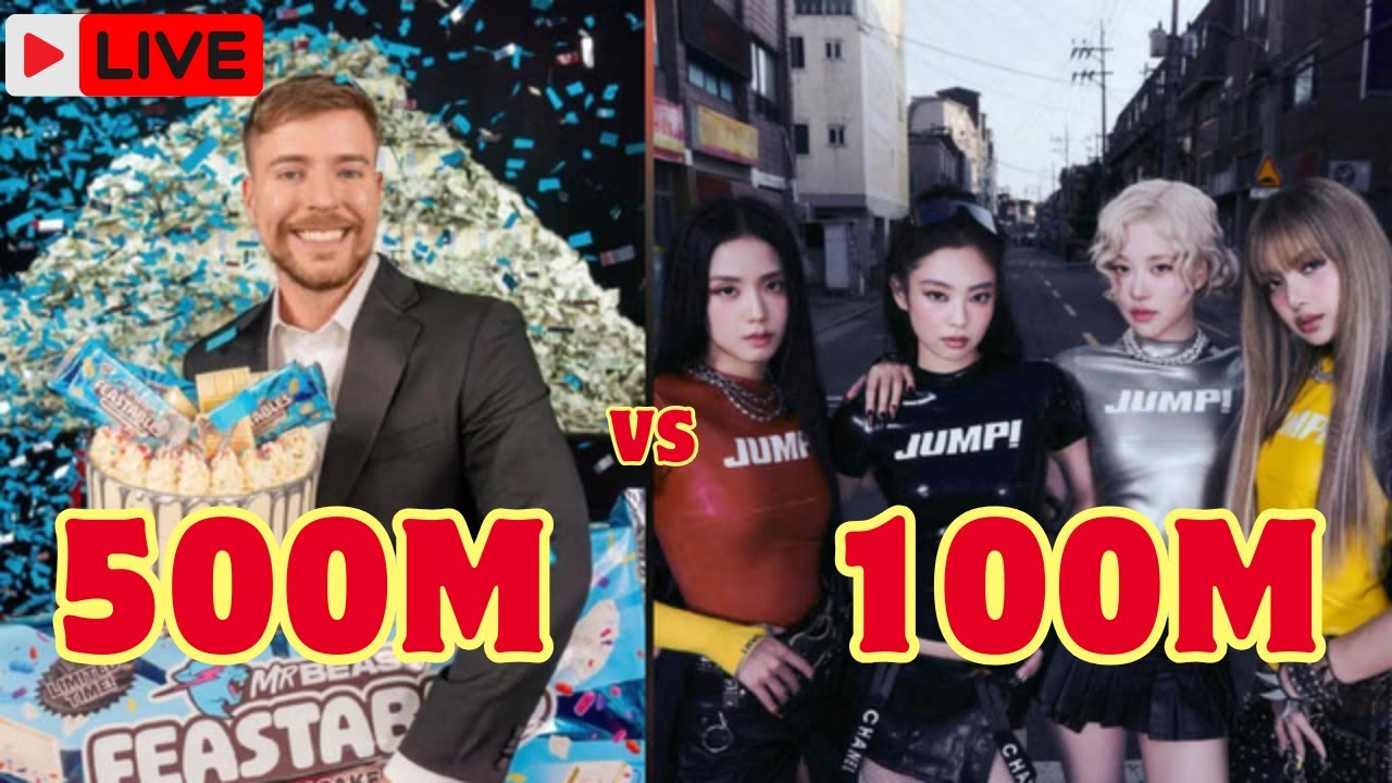 🔴 MrBeast 500M, VS BLACKPINK 100M! | LIVE SUBS COUNT - YouTube
