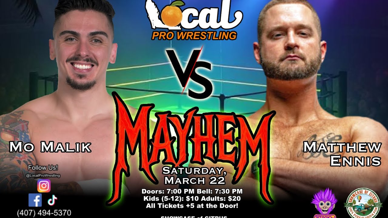 Local Pro Wrestling #Mayhem Matthew Ennis vs Mo Malik - YouTube