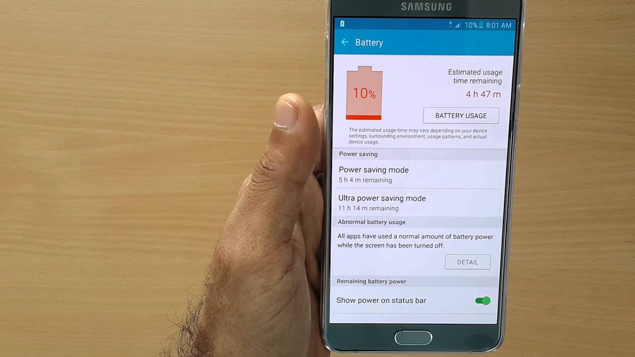 Samsung Galaxy Note 5 Battery test after first full charge - YouTube