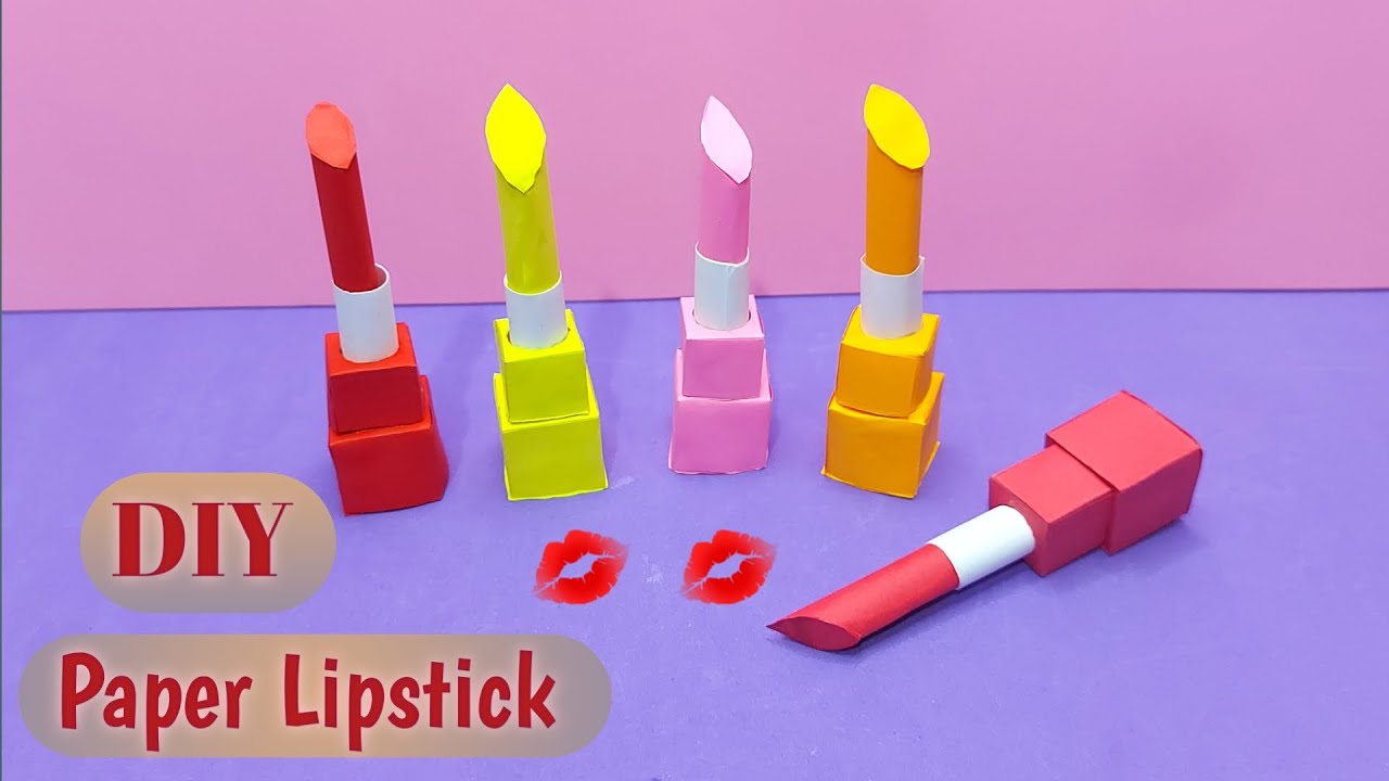 How to make paper lipstick \ paper lipstick \ origami craft with paper ...