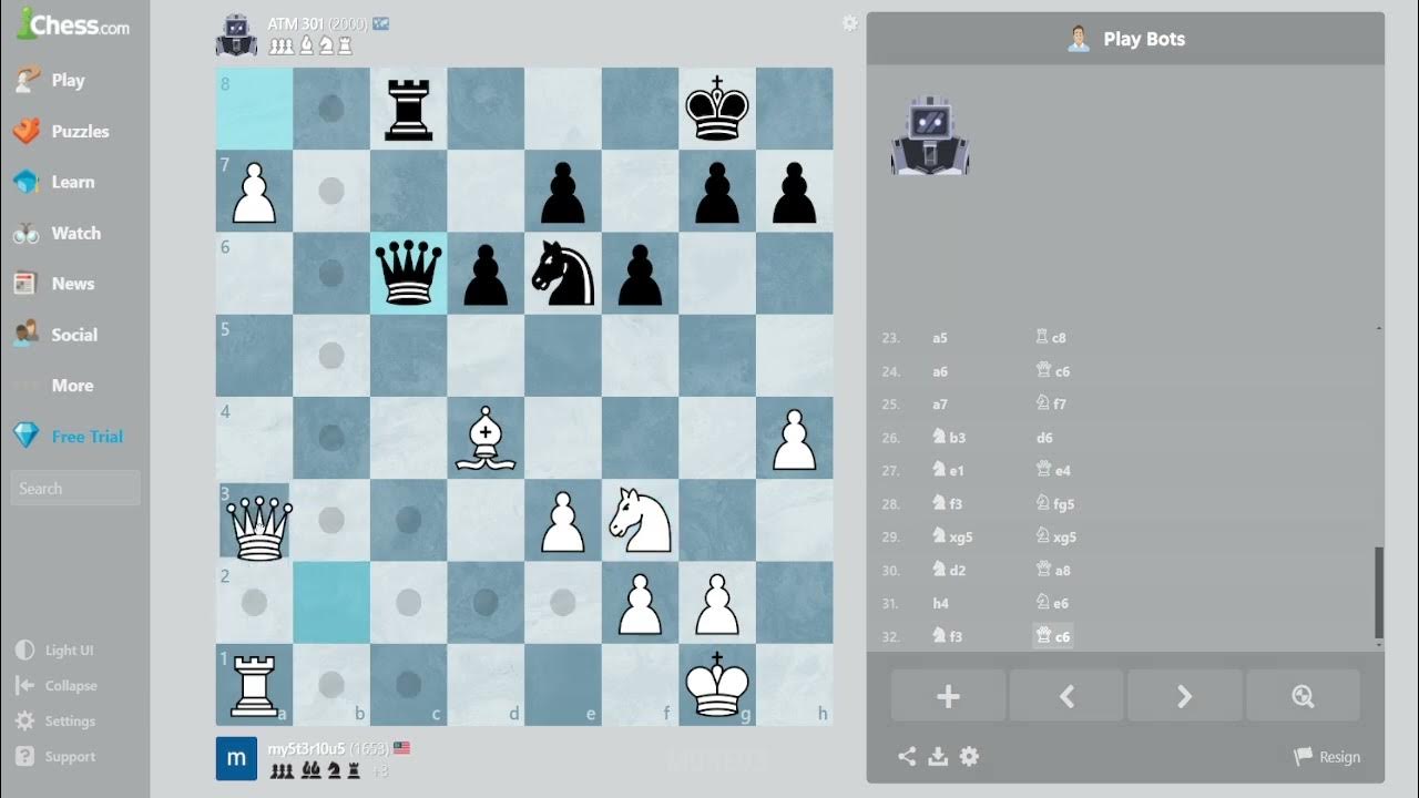 Winning Against ATM 301 Bot In Chess960. (Ultra 85 By Logic Bots) # ...