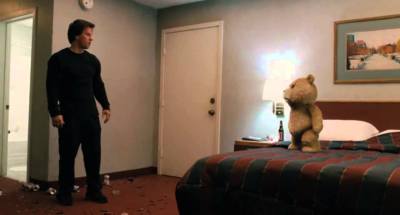 Mark Wahlberg fights Ted the bear from " Ted " 2012 720p - YouTube