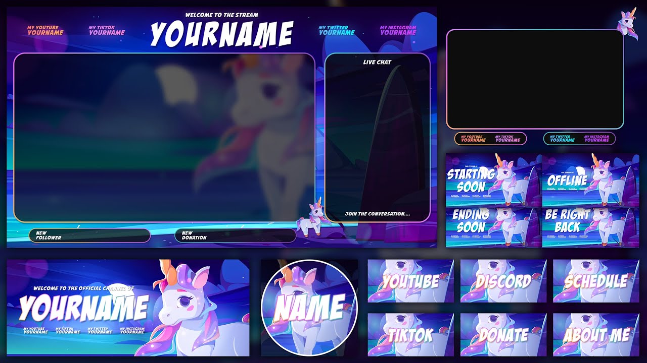 Cute Stream Overlay Template | PSD Download - YouTube