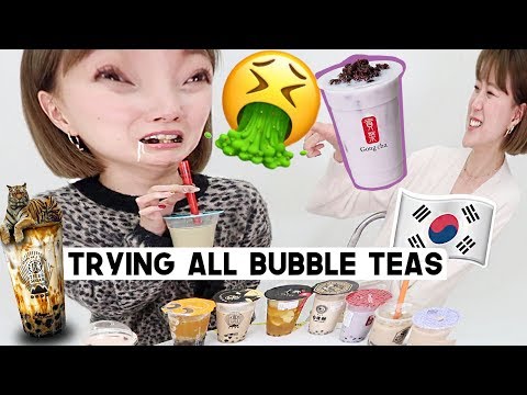 Trying EVERY Bubble Tea Shops at Hongdae, KOREA (don't ever try this one...lol) | Q2HAN