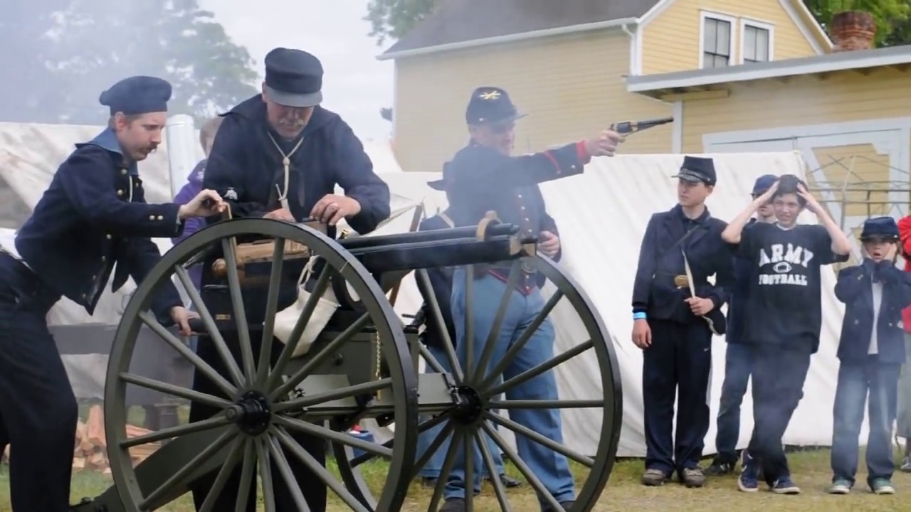 Port Gamble Civil War Gatling Gun Demonstration - YouTube