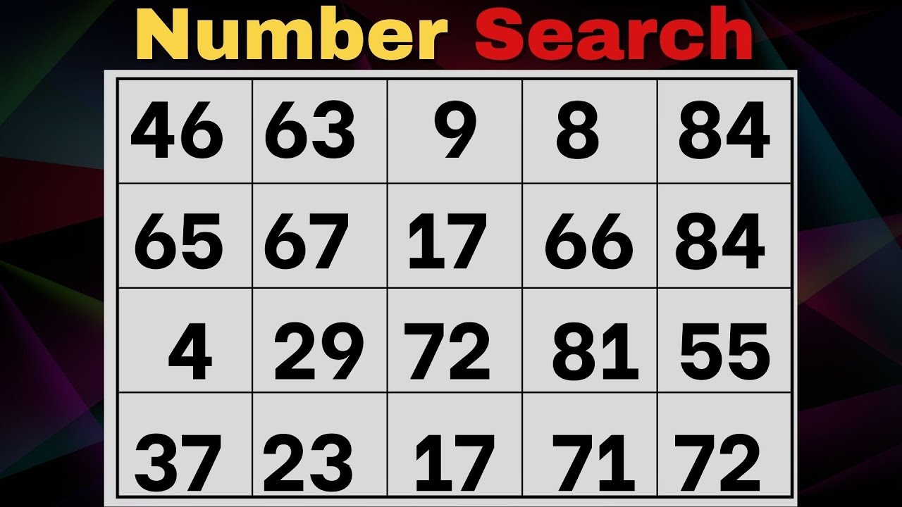 Number Search. How many numbers can you find? | Memory | brain game ...