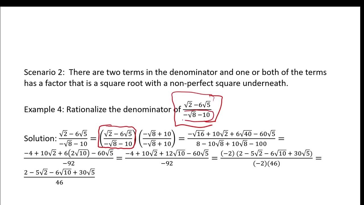 Grade 11 Functions MCR3U Lesson 5.060 Rationalizing Denominators - YouTube