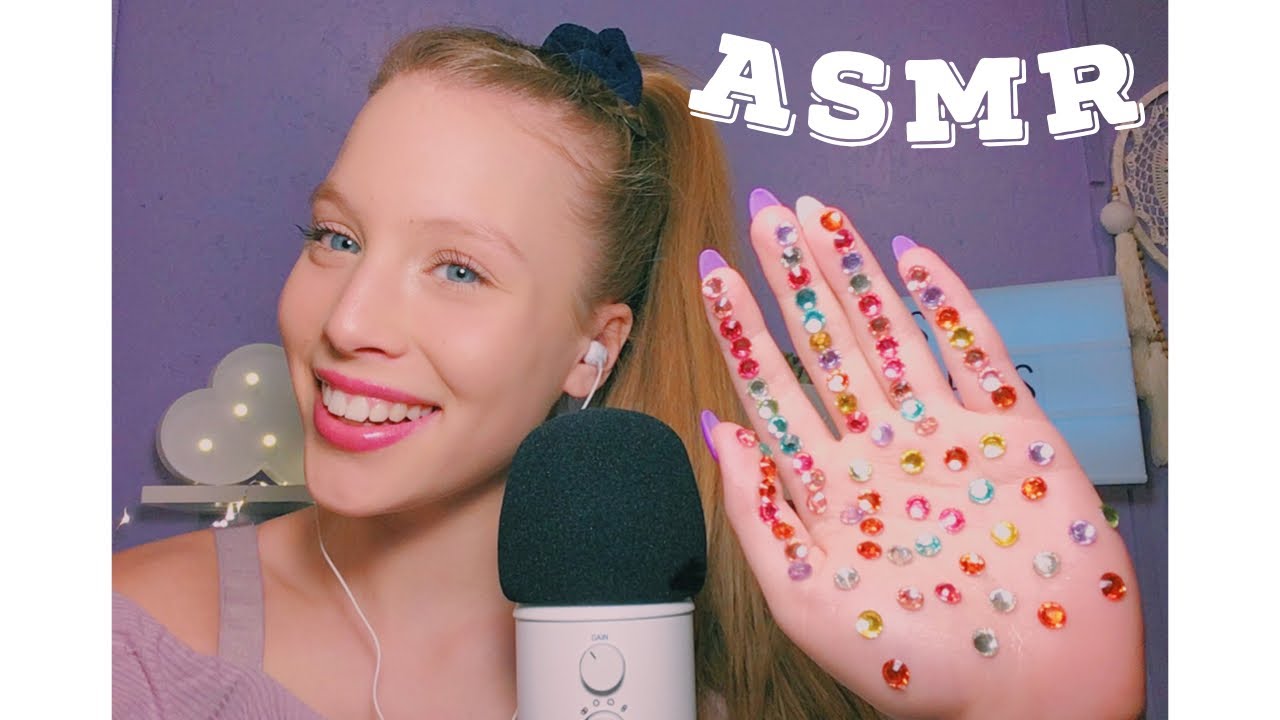 | ASMR | Gems on Hands💎 | Tapping on different Objects with Gems ...