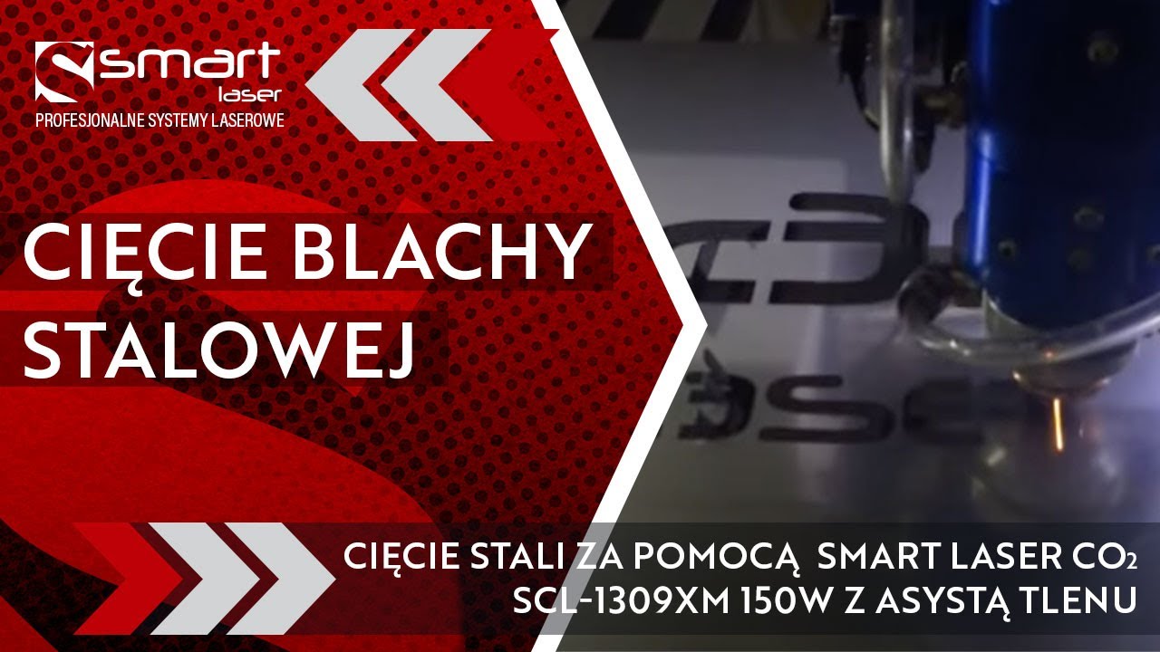 Laser CO2 150W - Cięcie blachy stalowej - SmartLaser.pl SCL-1309XM - YouTube