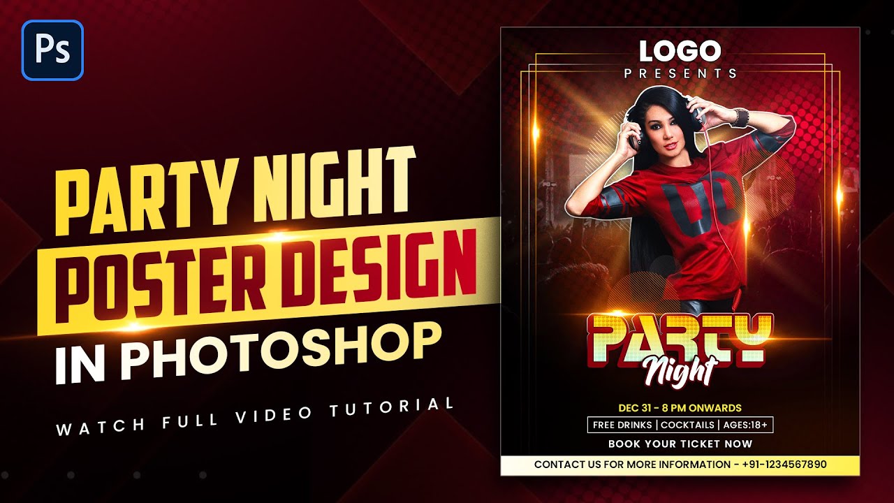 Amazing Party Night Poster Design In Photoshop. - YouTube