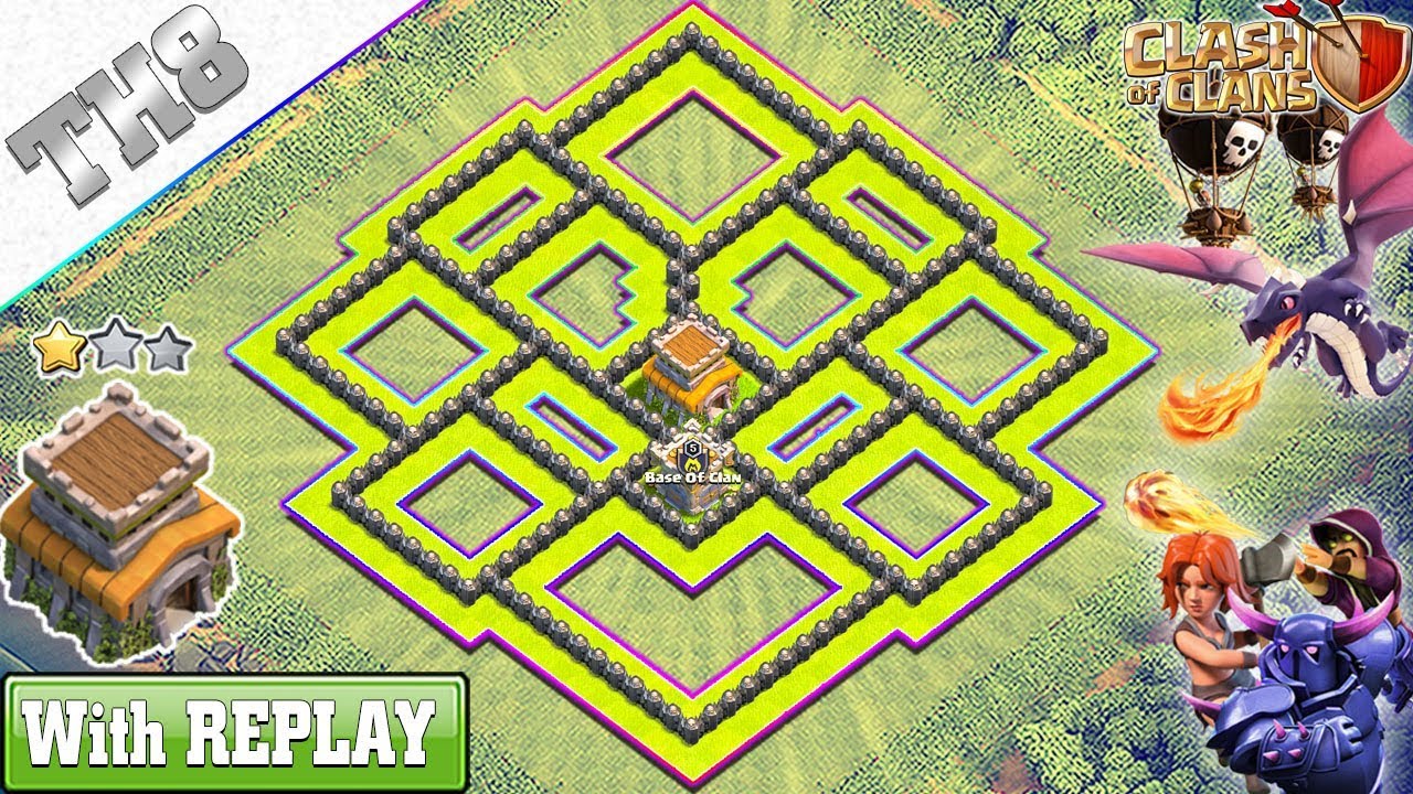 NEW! COC TH8 Base (Hybrid) with REPLAY – Clash of Clans - YouTube