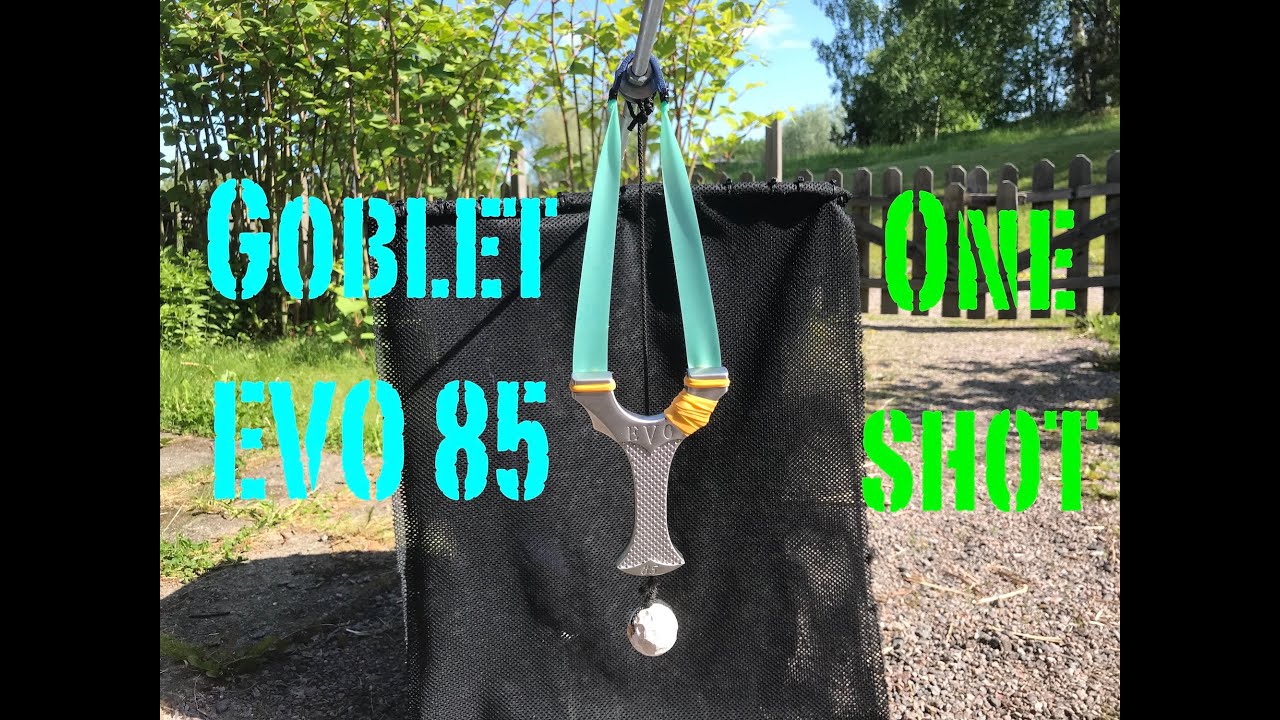Goblet EVO 85 slingshot, Jinpu 0,5 & target 30mm and distance 25m - YouTube