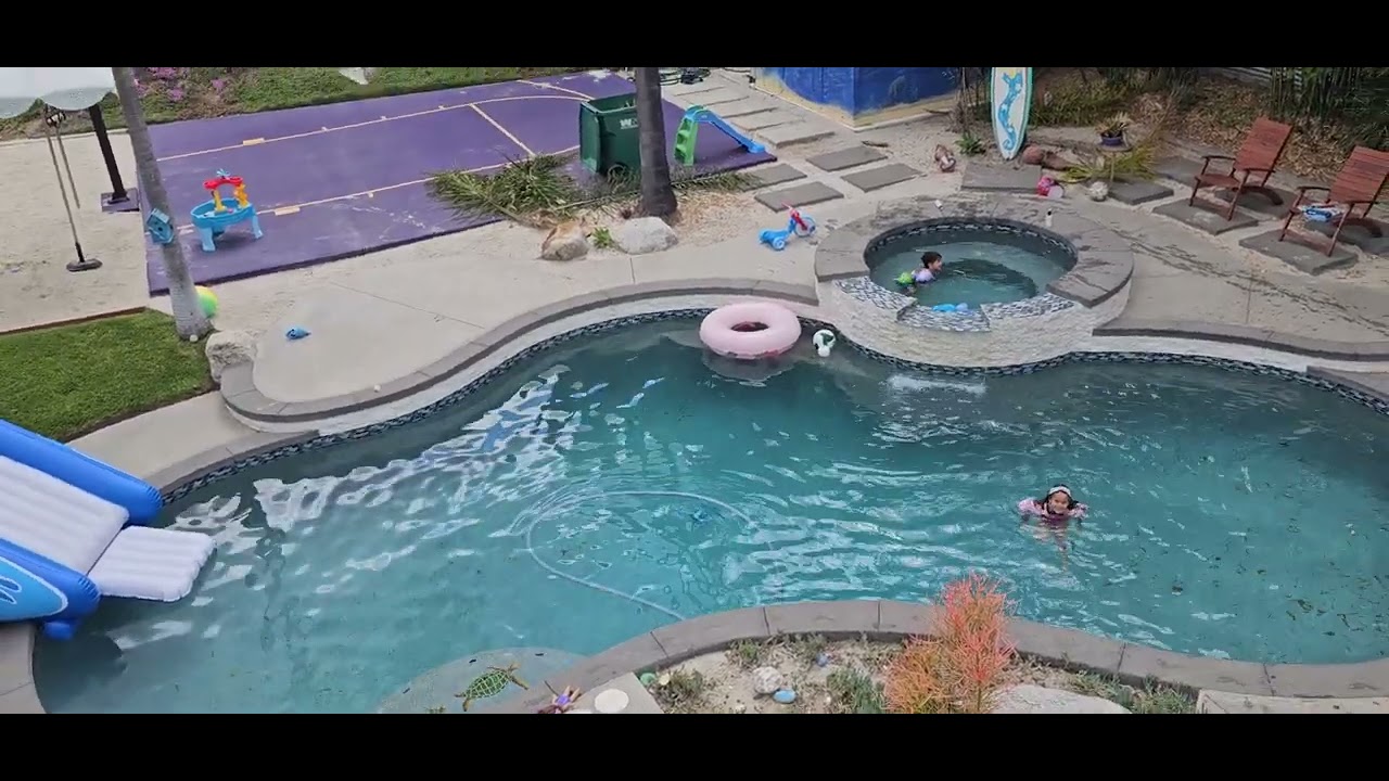 Kimiè zip lining into the pool - YouTube