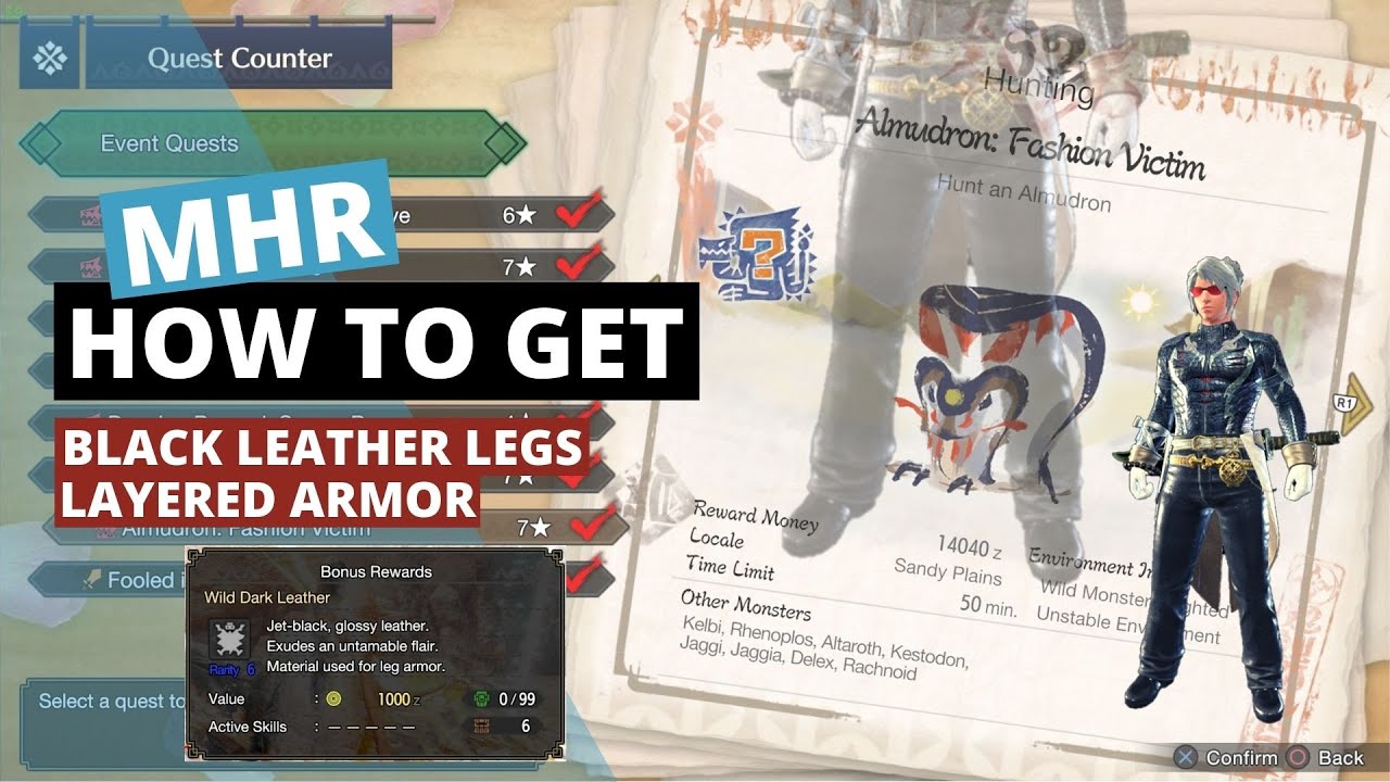 Monster Hunter Rise MHR - Event Almudron Fashion Victim [ Black Leather ...