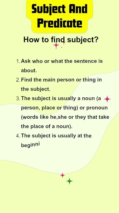 How to find subject, subject and Predicate #subject #grammar # ...