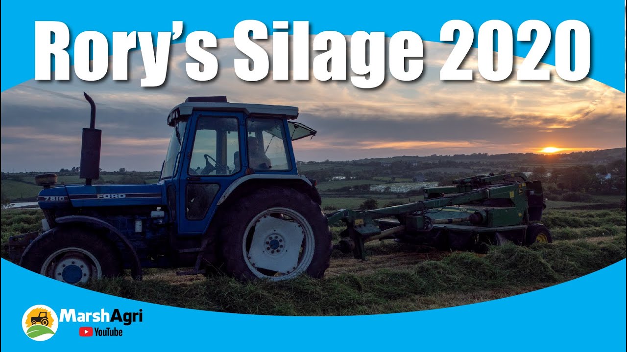 Rory's Silage 2020 - John Deere 6810 Sweeps up the Grass. - YouTube