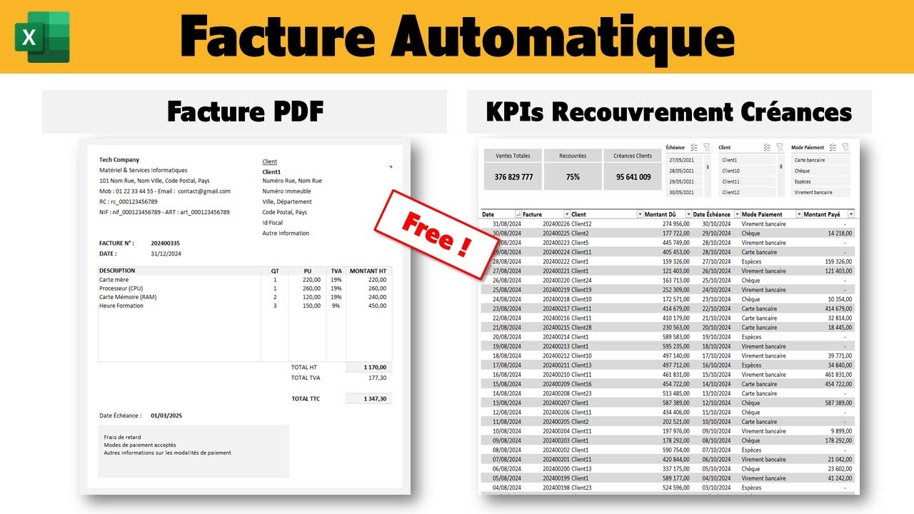 Facture Automatique sur Excel - Gratuit ! - YouTube